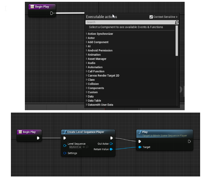 Create animation trigger using Blueprint functions