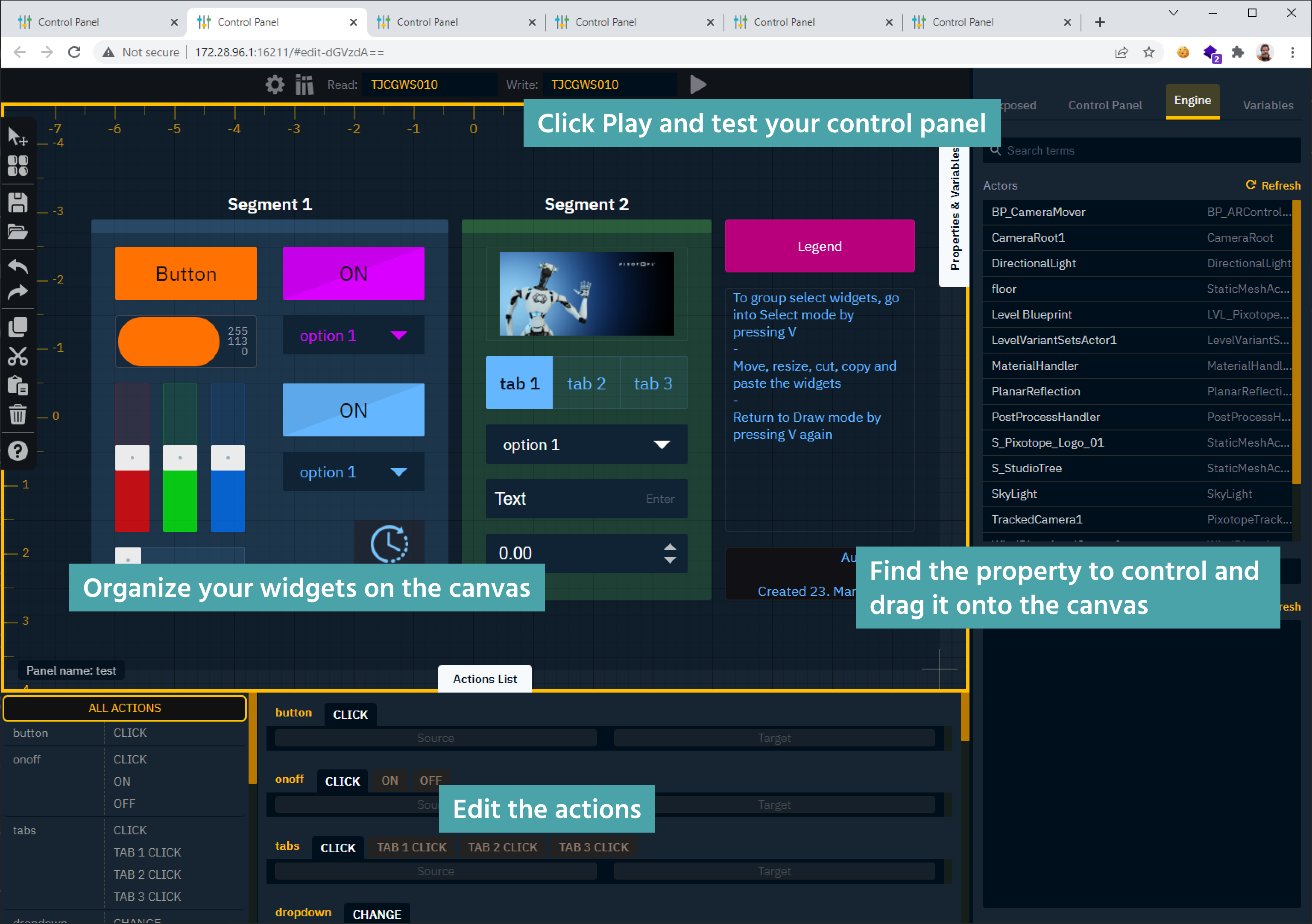 Creating a control panel - PRODUCTION