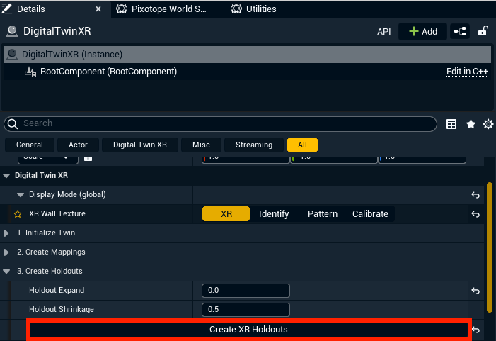 Set up a virtual set extension with translucent holdouts